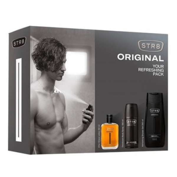 STR8 Original Men’s Gift Set After Shave Lotion 100ml, Deodorant Spray 150ml & Shower Gel 250ml