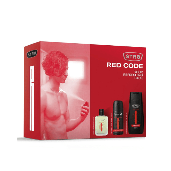 STR8 Red Code Men’s Gift Set After Shave Lotion 100ml, Deodorant Spray 150ml & Shower Gel 250ml