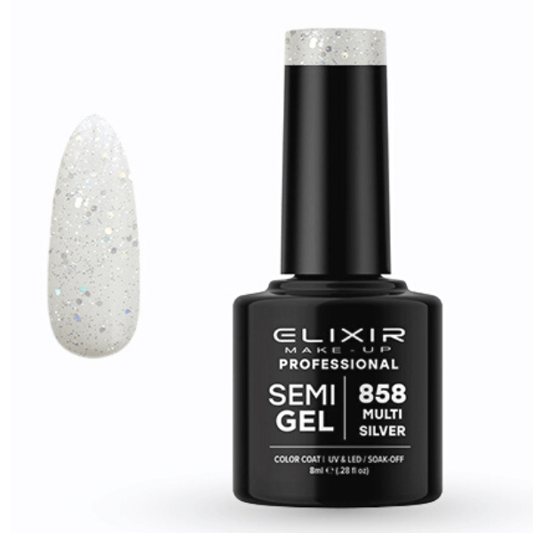 Elixir Professional Semi Gel Ημιμόνιμο Βερνίκι Νυχιών 858 Multi Silver ...