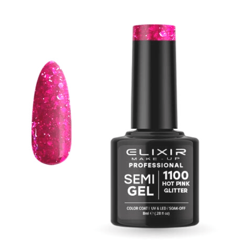 Elixir Professional Semi Gel Ημιμόνιμο Βερνίκι Νυχιών 1100 Hot Pink ...