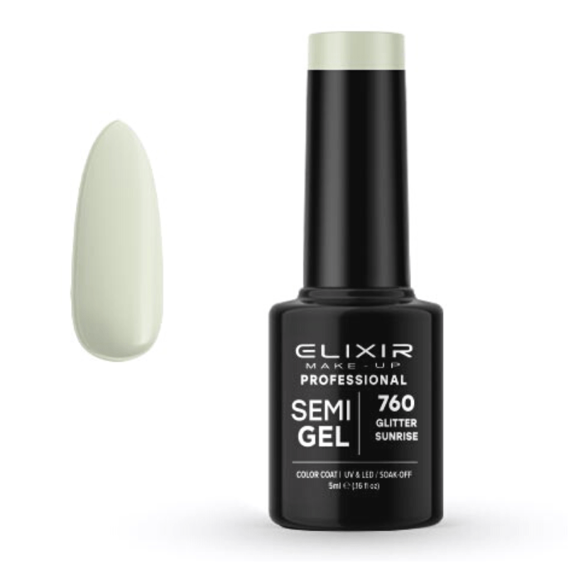 Elixir Professional Semi Gel Ημιμόνιμο Βερνίκι Νυχιών 760 Glitter Sunrise Γκρι Απαλό που ...
